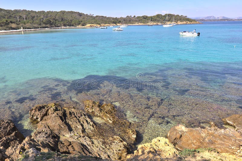 Beach in Porquerolles, South of France Stock Image - Image of island ...