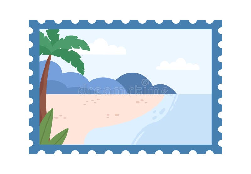 Beach Postage Stamp stock vector. Illustration of summer - 275431056
