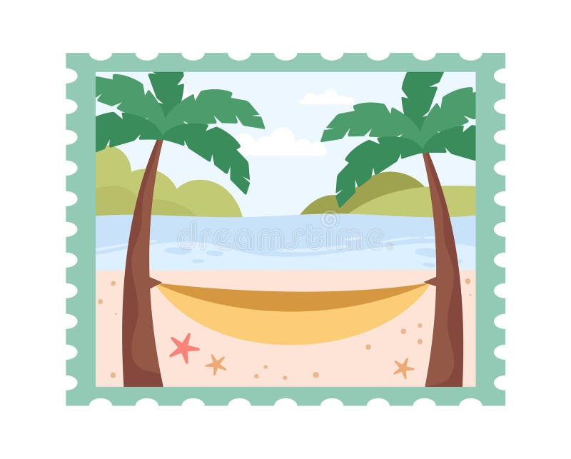 Beach Postage Stamp stock vector. Illustration of travel - 275434245