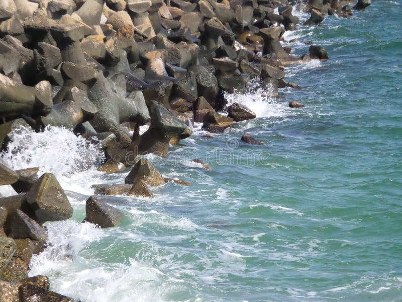 Beach protection stock photo. Image of wave, piled, breakwater - 45510556