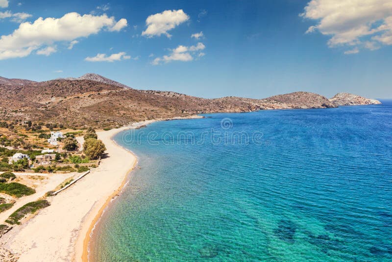 The Beach Psathi in Ios Island, Greece Stock Image - Image of boat ...