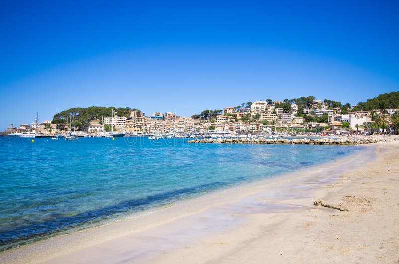 Beach in Puerto De Soller, Mallorca, Spain Stock Photo - Image of ...