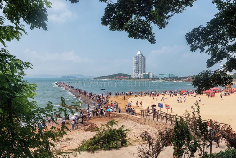 Qingdao coastline at dusk editorial stock photo. Image of famous ...