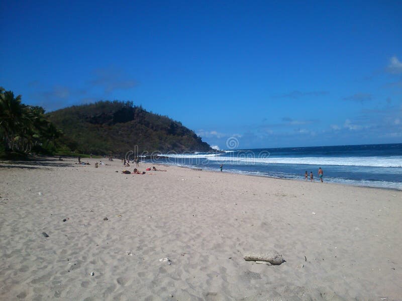 Beach in RÃ©union island stock photo. Image of cloud - 258730716