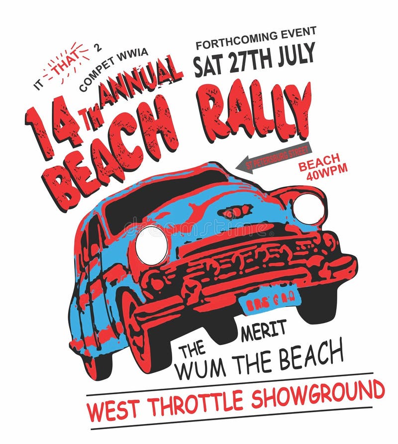 Beach Rally Car Beach Print Vector Art Stock Vector - Illustration of ...