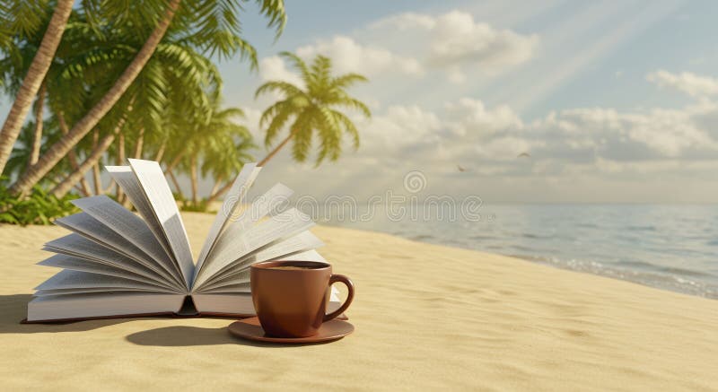 Beach Reading Relaxation Book, Coffee on Sand. Provides True Relaxation ...