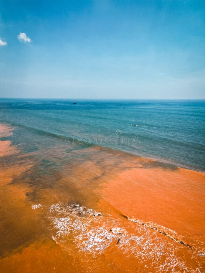 Beach with Red Sand, Aerial, Vertical Stock Image - Image of beach ...