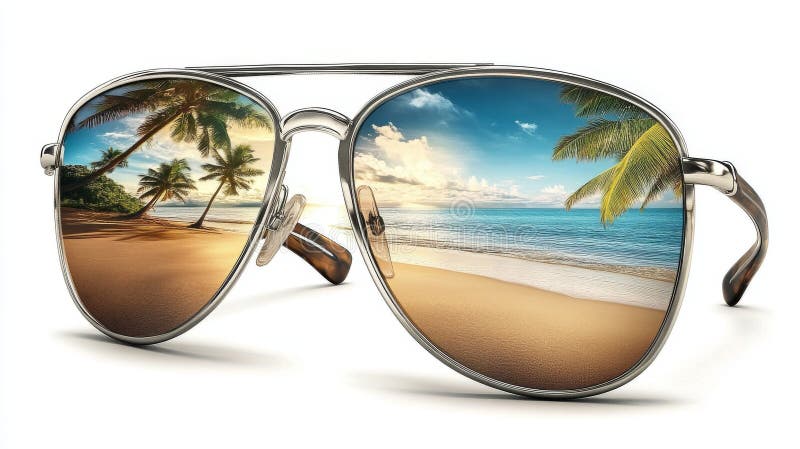 Beach Reflection in Sunglasses - Tropical Paradise Concept for Summer ...