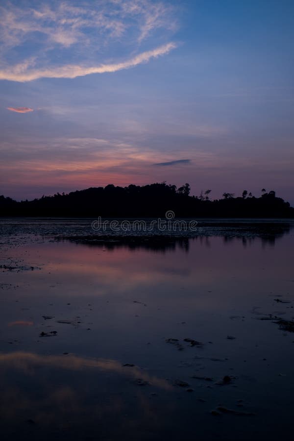 The Beach with Reflection in Water during Sunset. Stock Photo - Image ...