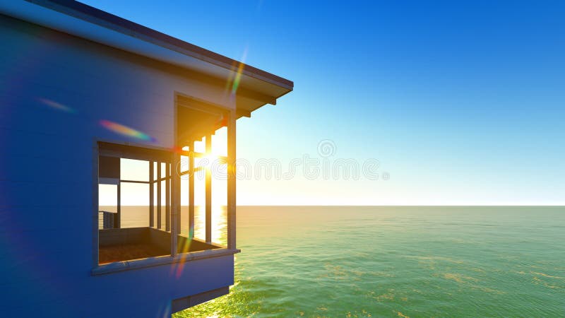 Beach Resort with Blue Sky 3d Rendering Stock Illustration ...