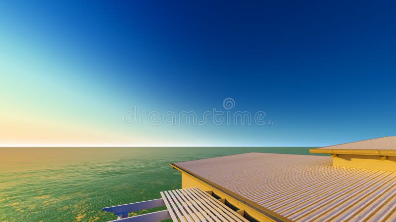 Beach Resort with Blue Sky 3d Rendering Stock Illustration ...