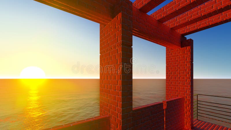 Beach Resort with Blue Sky 3d Rendering Stock Photo - Image of tourism ...