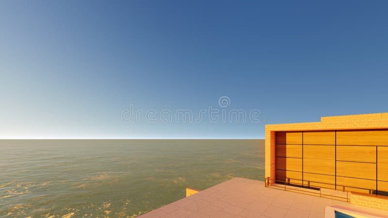 Beach Resort with Blue Sky 3d Rendering Stock Illustration ...