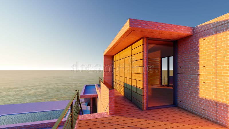 Beach Resort with Blue Sky 3d Rendering Stock Illustration ...