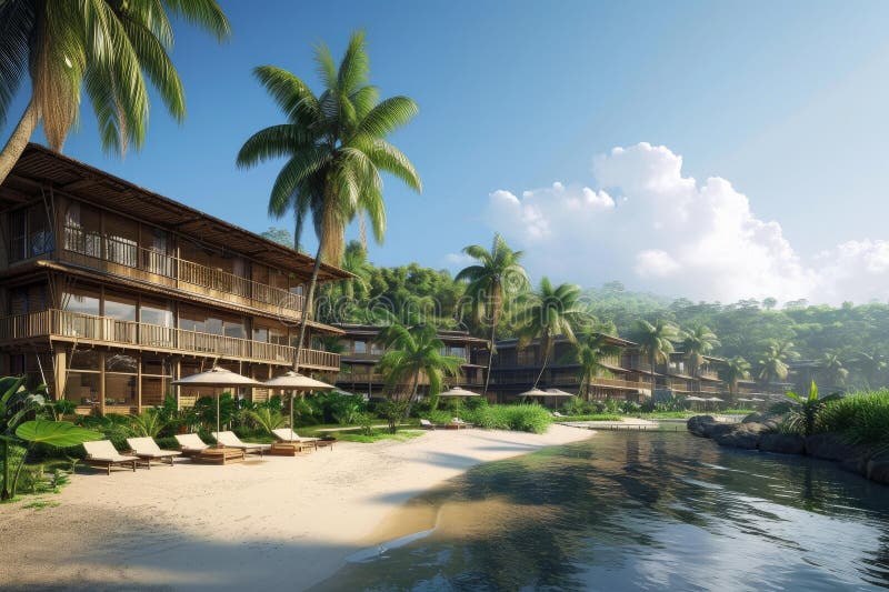 Beach resort. Generate Ai stock image. Image of calm - 311916739