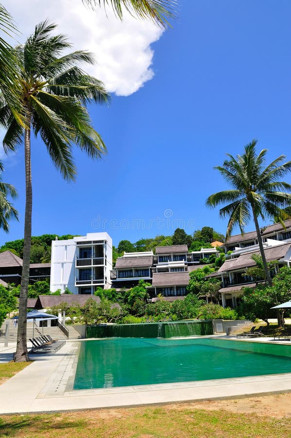 Beach Resort With Swimming Pool Stock Image - Image of relax, holiday ...