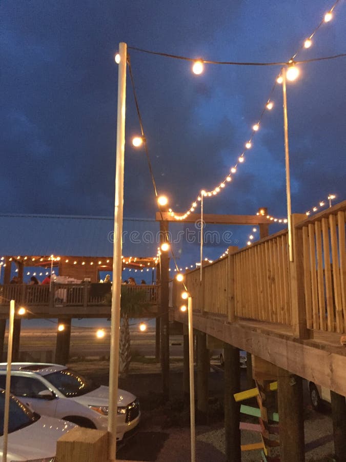 Beach Restaurant lights stock photo. Image of restaurant - 97793408