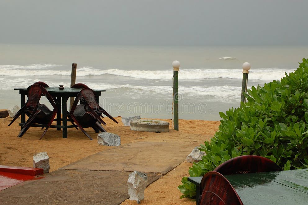 Beach Restaurant during Off-season Stock Image - Image of lanka, grey ...