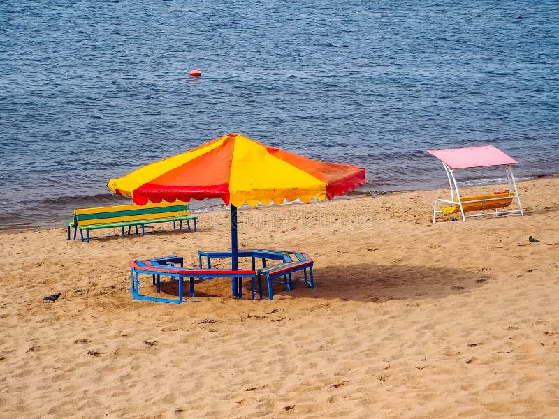 Beach on the River with a Minimum Number of People or Empty Stock Image ...