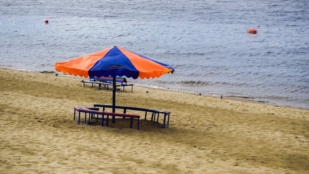 Beach on the River with a Minimum Number of People or Empty Stock Image ...