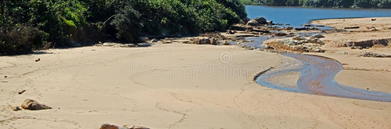 Beach and Rivulet Running into Lagoon at Ramsgate, Kwazulu Natal. Stock ...