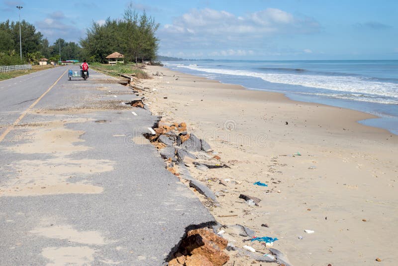 Beach Road Slide Along the Beach To Water Erosion Stock Photo - Image ...