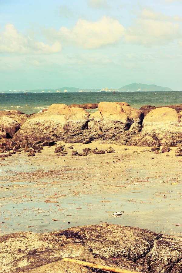 The beach rock vintage stock photo. Image of nature, color - 90037666