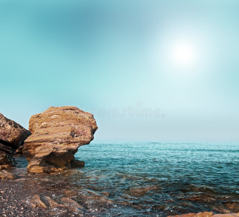 Beach with rocks stock image. Image of stone, caribbean - 16479601