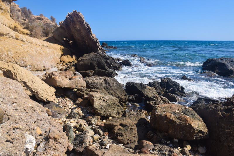 Beach and rocks stock image. Image of plaja, landscape - 78829523