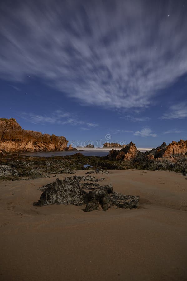 Beach with Rocks in Playa De Ris, Noja, Spain Stock Image - Image of ...