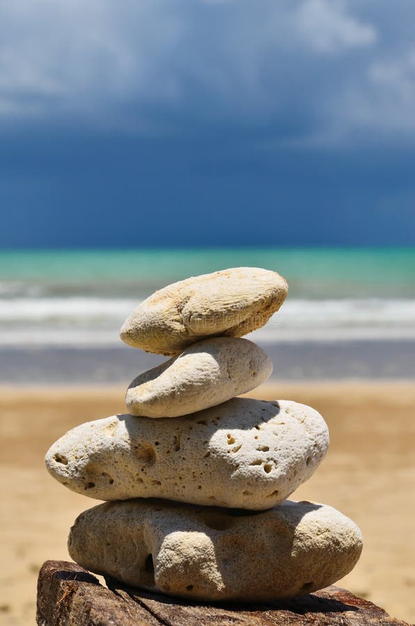 Beach Rocks and the Sky and Clouds Stock Image - Image of rock, harmony ...