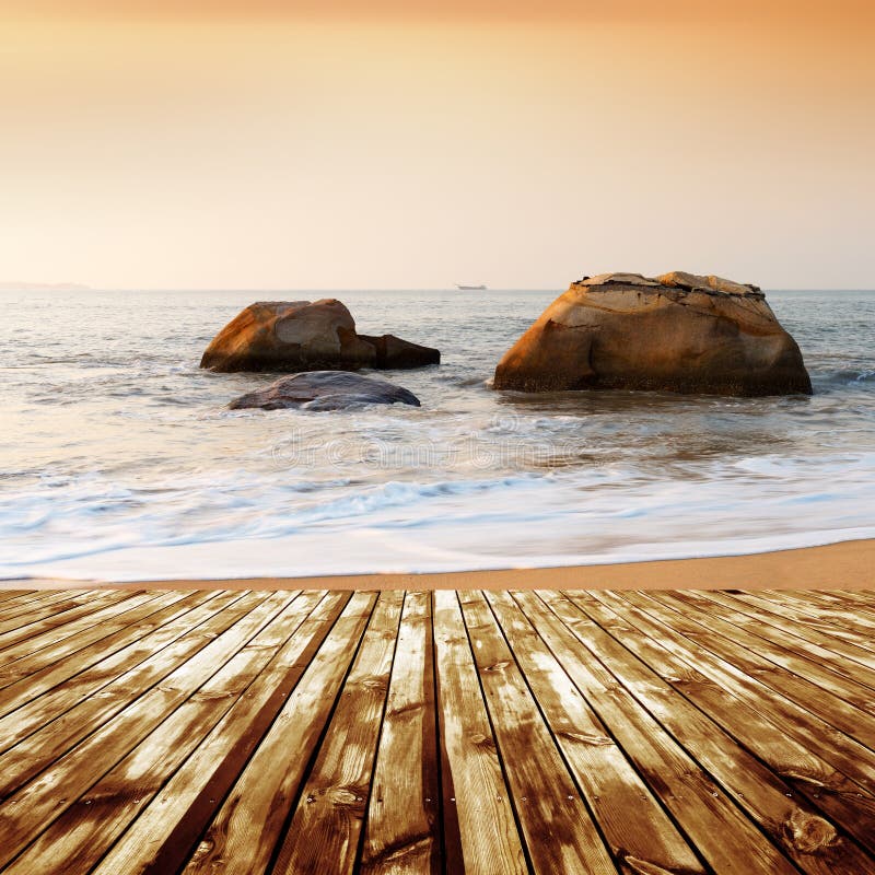 Beach and rocks stock image. Image of scenic, board, sand - 43240679