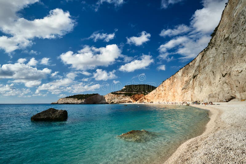 Beach and Rocky Cliff on the Greek Island Stock Photo - Image of stone ...