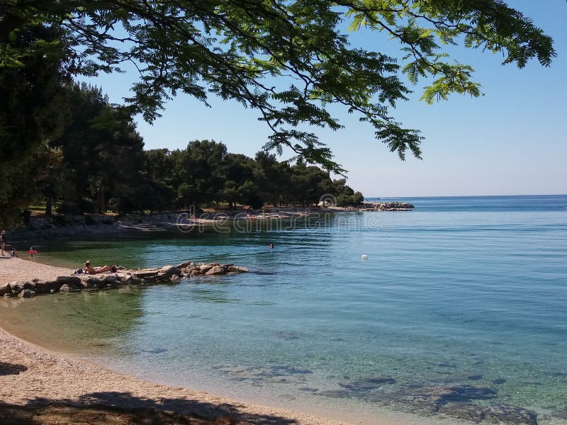 The beach in Rovinj editorial stock image. Image of view - 106556214