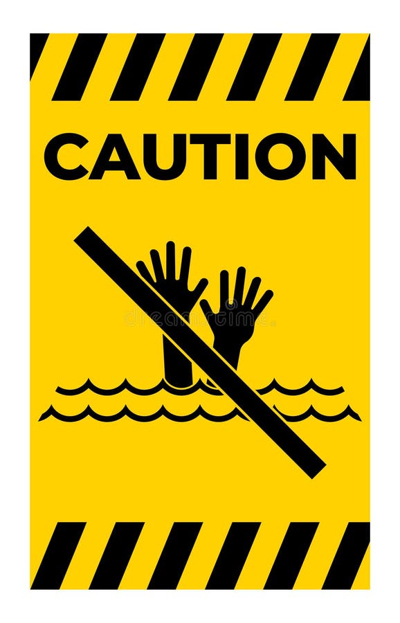 Beach Safety Sign Caution - Drowning Hazard Stock Vector - Illustration ...