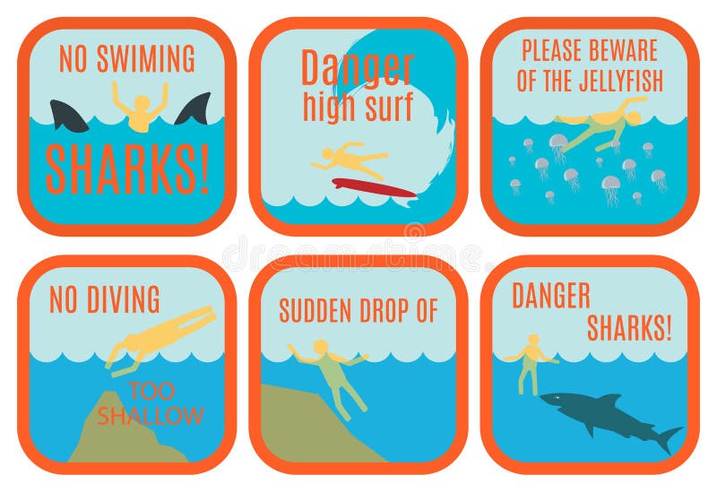 Beach Safety Signs Stock Vector - Image: 56551236
