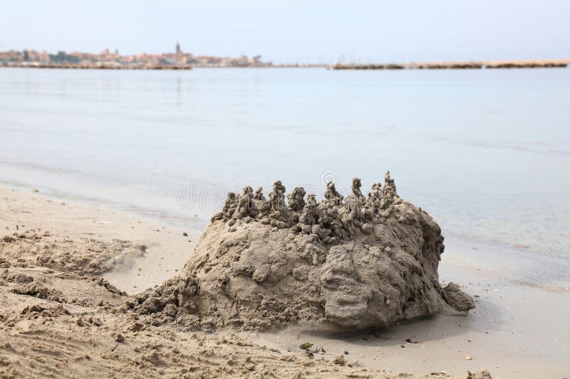 Beach Sand Castle in Alghero Town, Sardinia Italy Stock Photo - Image ...