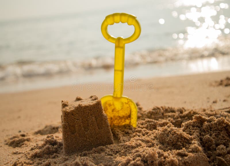 Oy on the Beach Sand Castle Build Stock Image - Image of sand, build ...