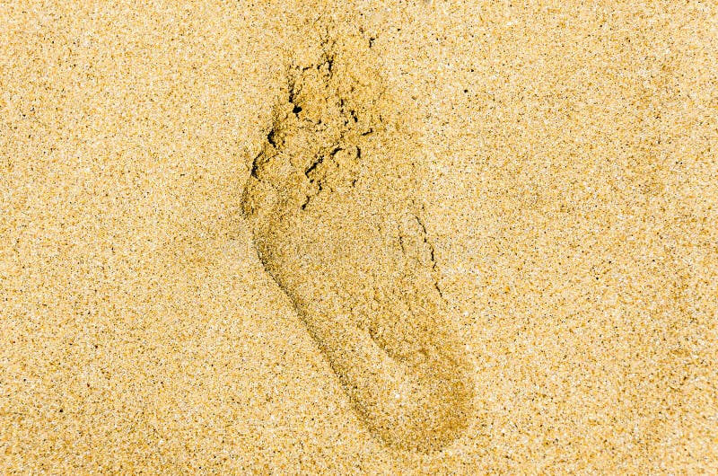 Beach Sand Footprint Mark, Close Up Stock Photo - Image of shore, sandy ...