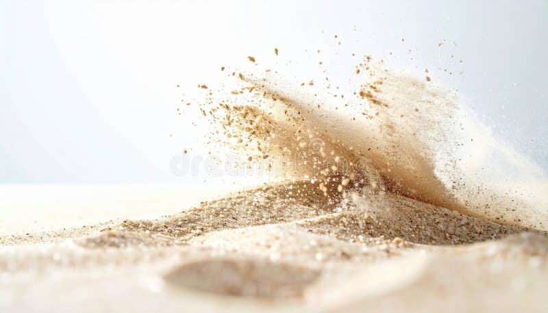 Beach Sand Granules Exploding Outward, Dust Cloud Explosion Effect ...