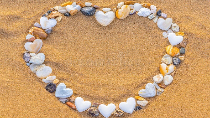 Beach Sand Heart Stones Romantic Love Message Stock Photo - Image of ...