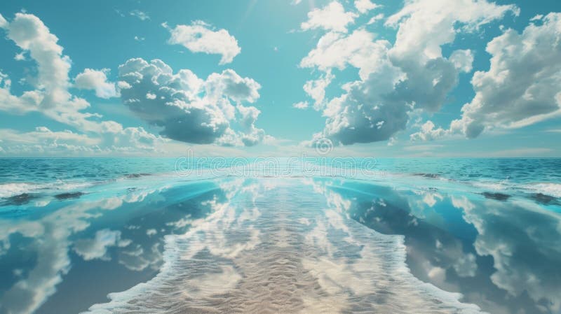 A Beach with Sand Made of Antiparticles Creating a Surreal Mirrored ...