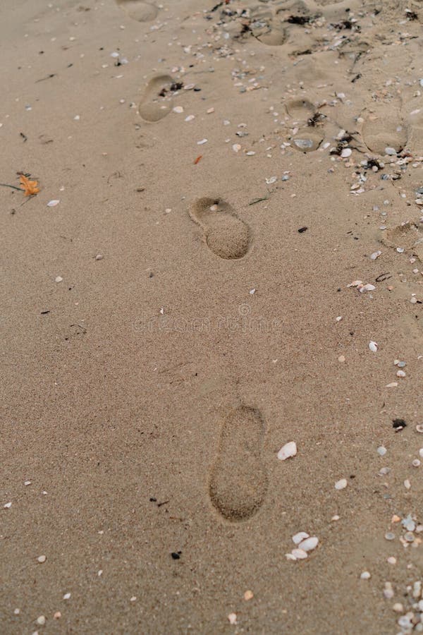 Beach Sand, Ocean Waves, Sea, Steps on the Beach Stock Photo - Image of ...