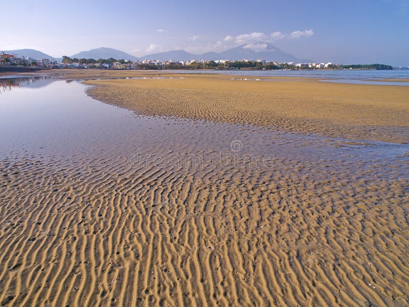 Beach with Sand Ripples during Low Tide, Liani Ammos in Chalkida ...