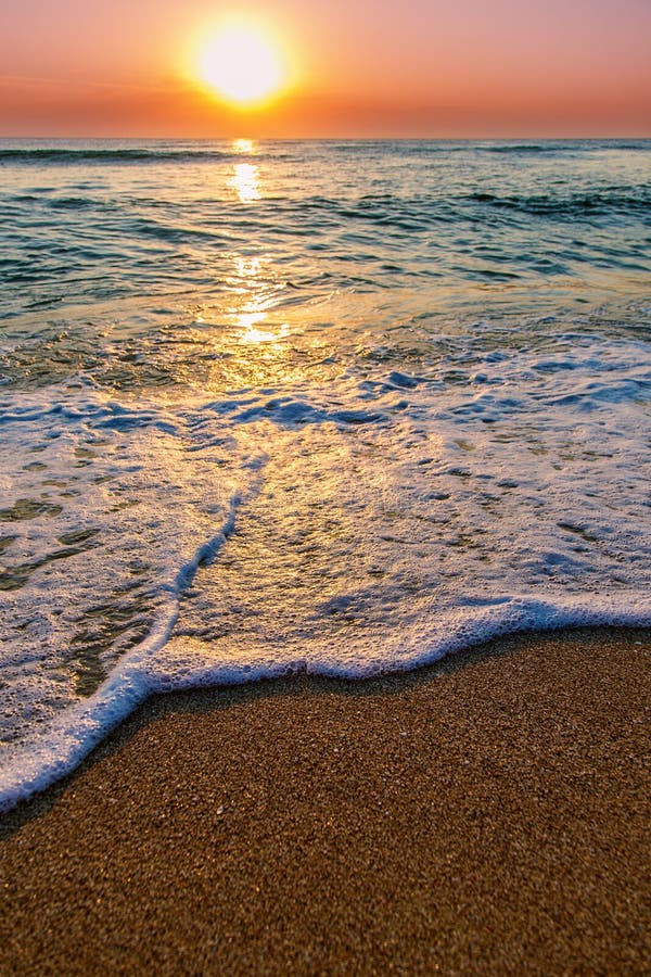 Beach Sand Sea Sky Sun Sunset Stock Image - Image of background, beach ...