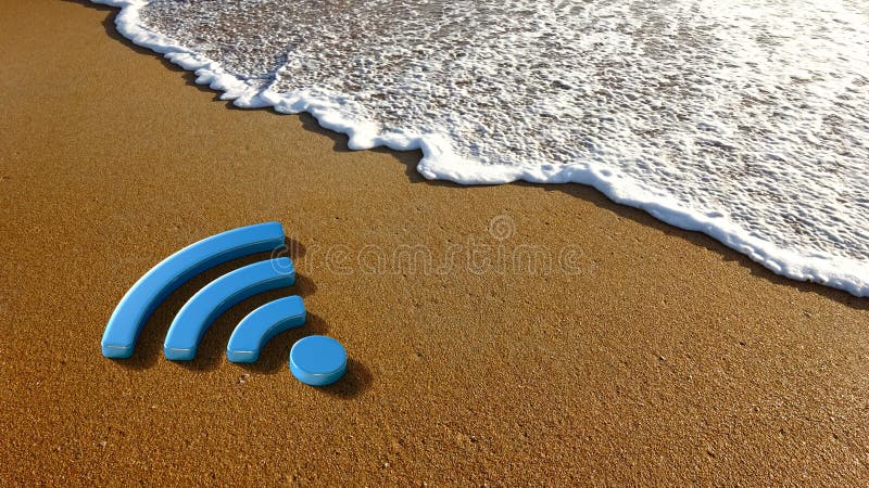 Beach Sand and Technology Day Stock Image - Image of concept, wifi ...