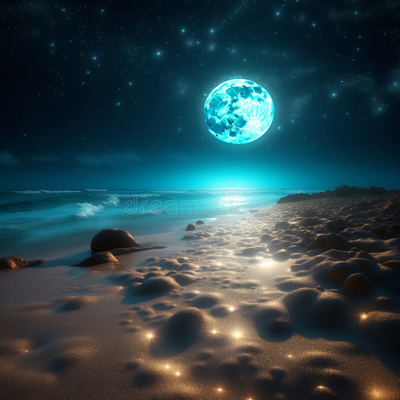 Beach with Sand Under the Moon Stock Image - Image of sunset, travel ...