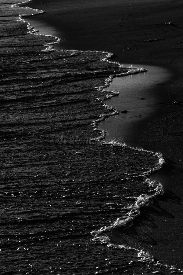 Beach Sand and Wave Sea Black-white Background Stock Image - Image of ...
