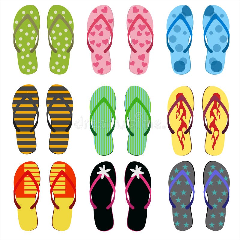 Beach sandals set stock illustration. Illustration of pattern - 30081043