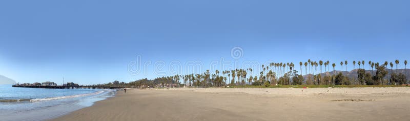 Beach at Santa Barbara with Palm Trees Stock Image - Image of sandy ...